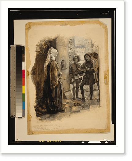 Historic Print, The boy Martin Luther and companions singing for alms ...