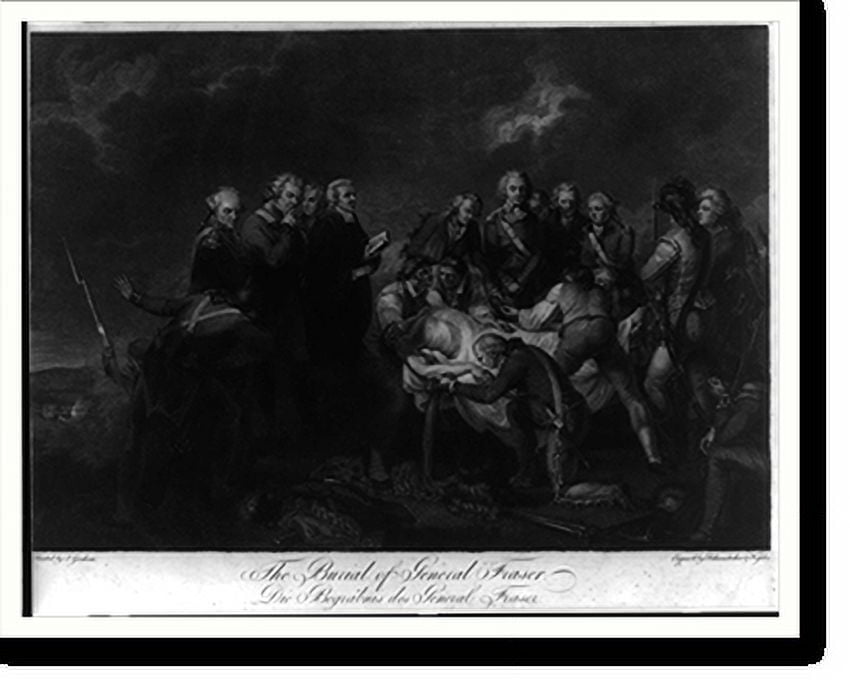 Historic Print, The burial of General Fraser. Die Begräbnis des General ...