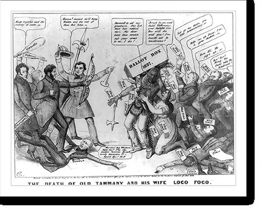 Historic Print, The death of old Tammany and his wife Loco Foco, 18" x ...