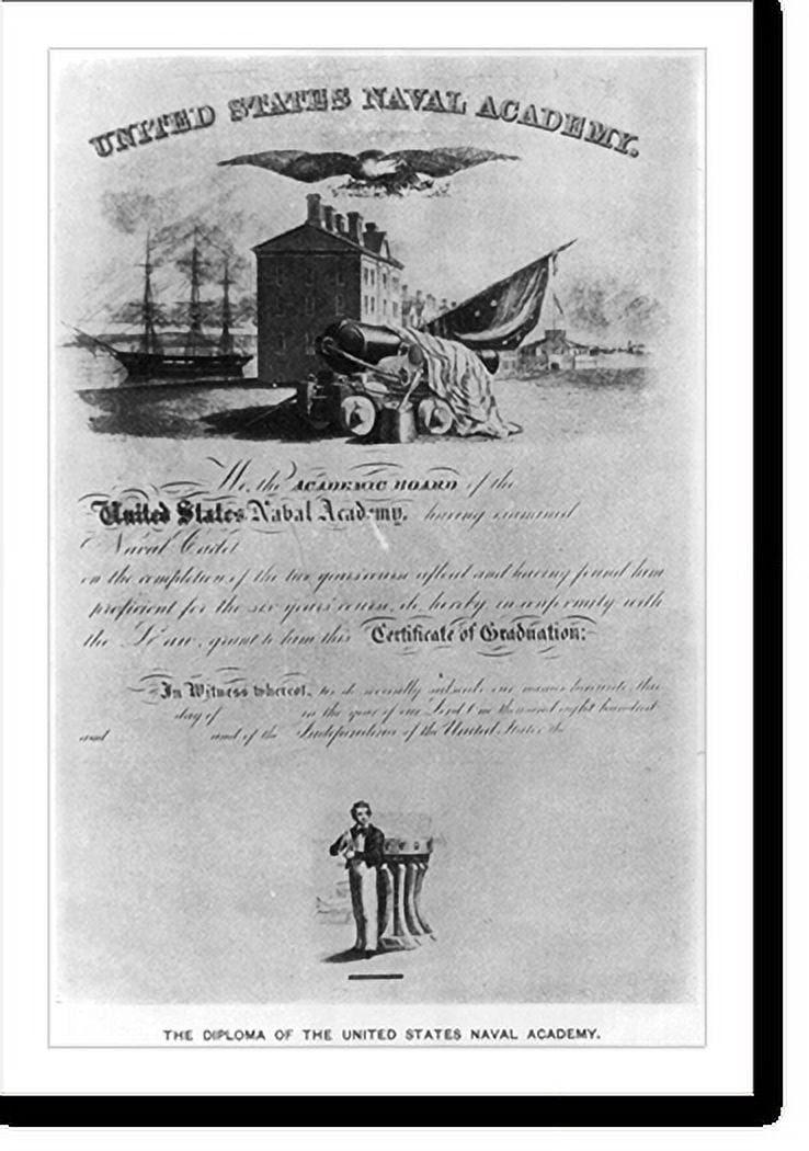 Historic Print, The diploma of the United States Naval Academy, 16" x ...