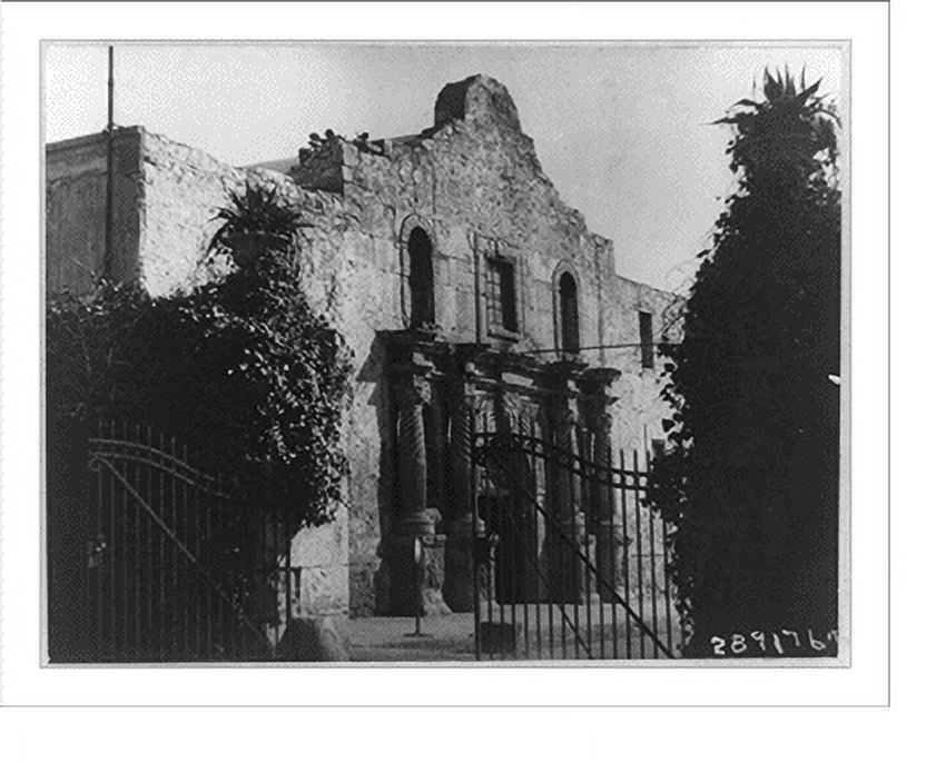 Historic Print, The front of the Alamo through the compound gate, San ...
