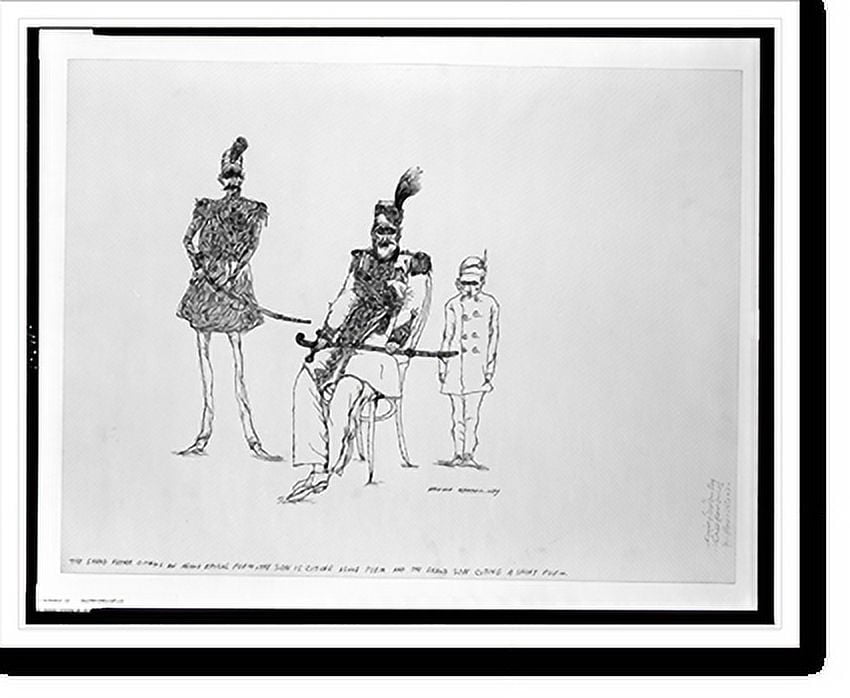 Historic Print, The grandfather cites a long, epic poem; the son cites ...