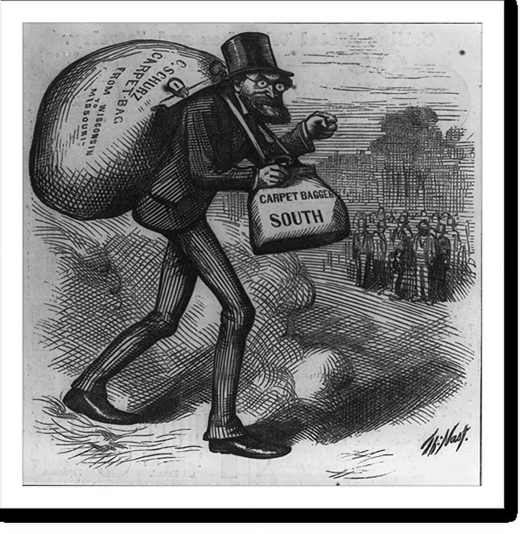 Historic Print, The man with the (carpet) bags [Caricature of Carl ...