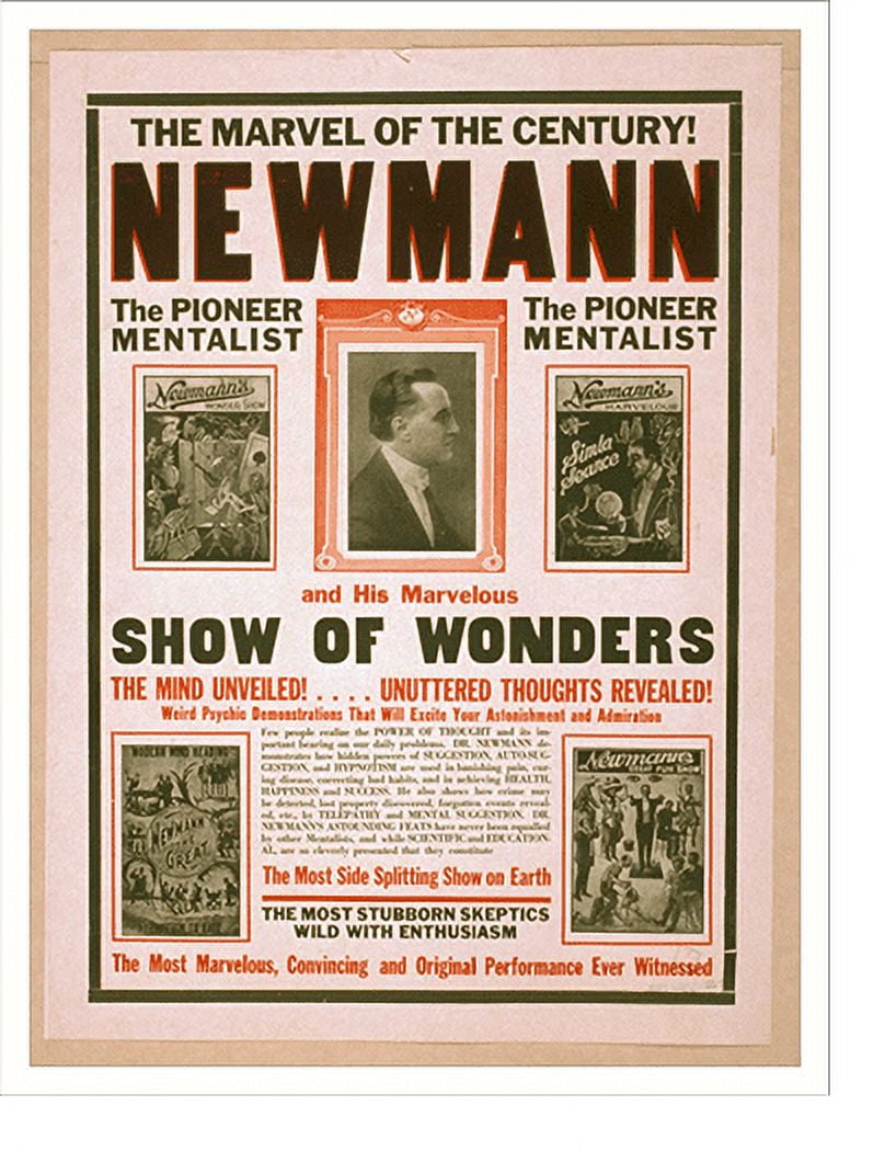 Historic Print, The marvel of the century! Newmann and his marvelous show of wonders. - 2, 18" x ...