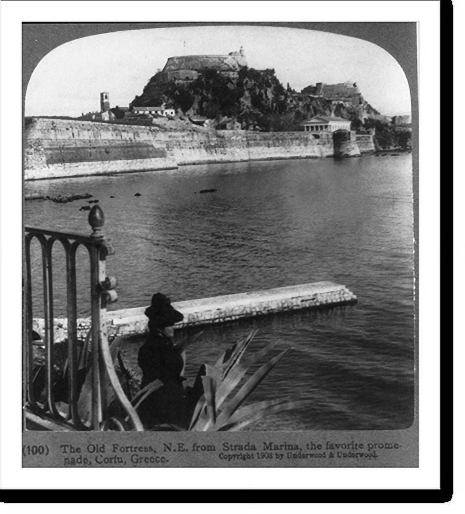 Historic Print, The old fortress, N.E. from Strada Marina, the favorite ...