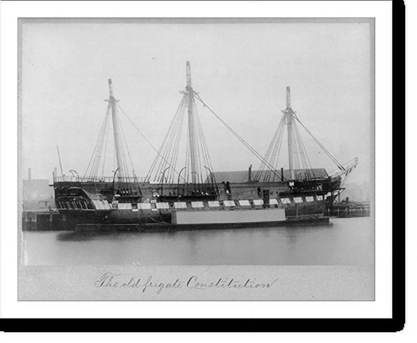 Historic Print, [The old frigate Constitution, side view, at dock], 18 ...
