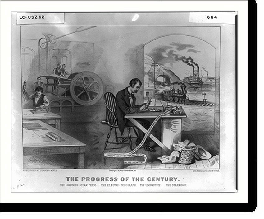 Historic Print, The progress of the century - the lightning steam press ...