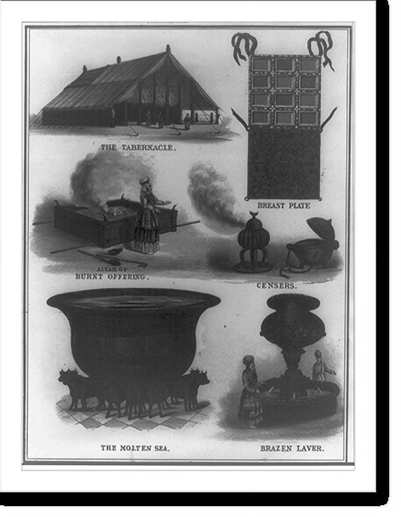 Historic Print, The tabernacle, breast plate, altar of burnt offering ...