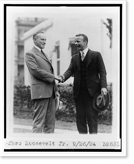 Historic Print, Theo Roosevelt Jr. [shaking hands with Calvin Coolidge ...