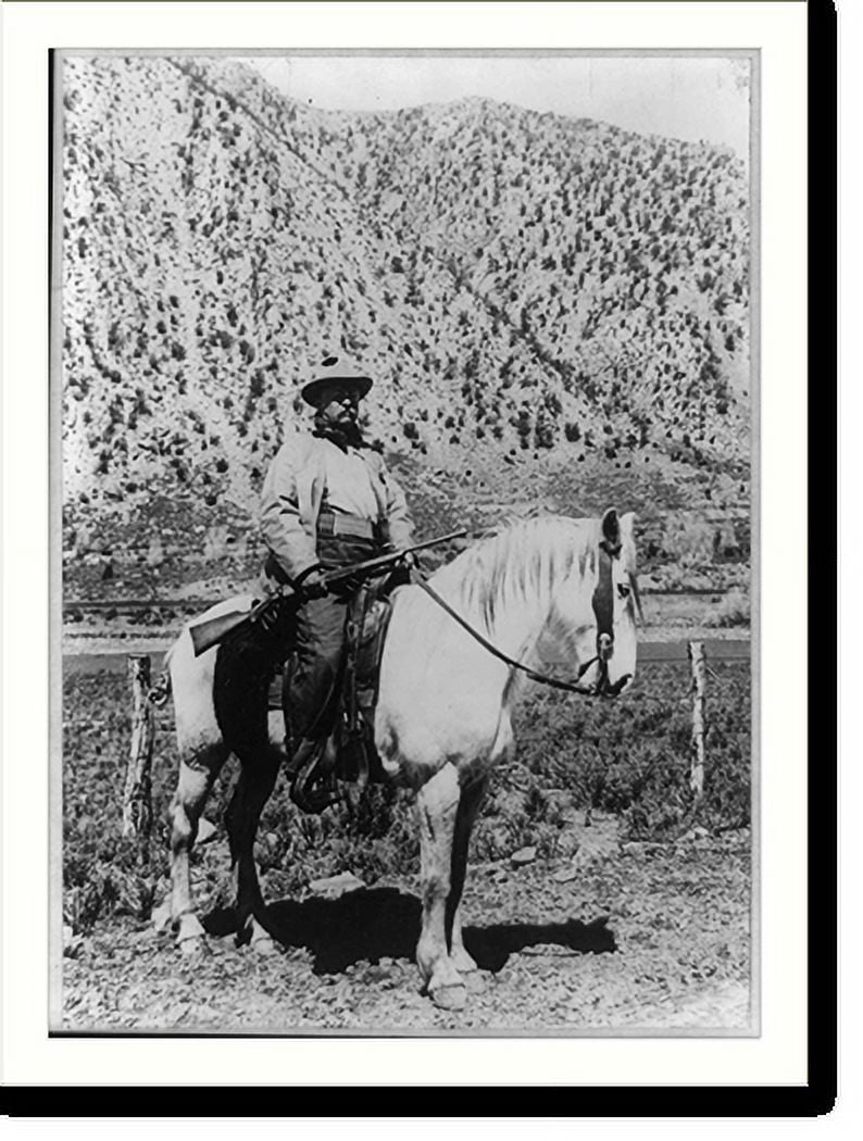 Historic Print, [Theodore Roosevelt on horseback carrying rifle], 16" x ...