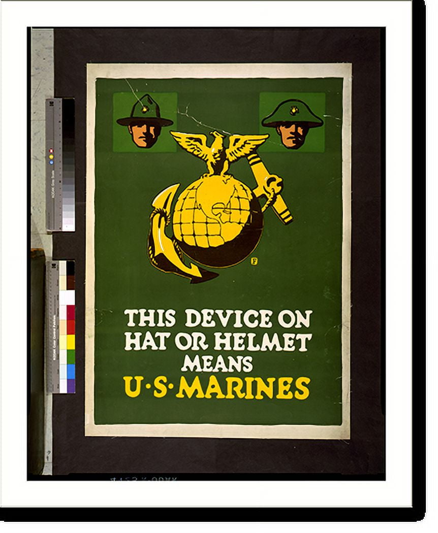Historic Print, This device on hat or helmet means U.S. Marines.F., 18 ...