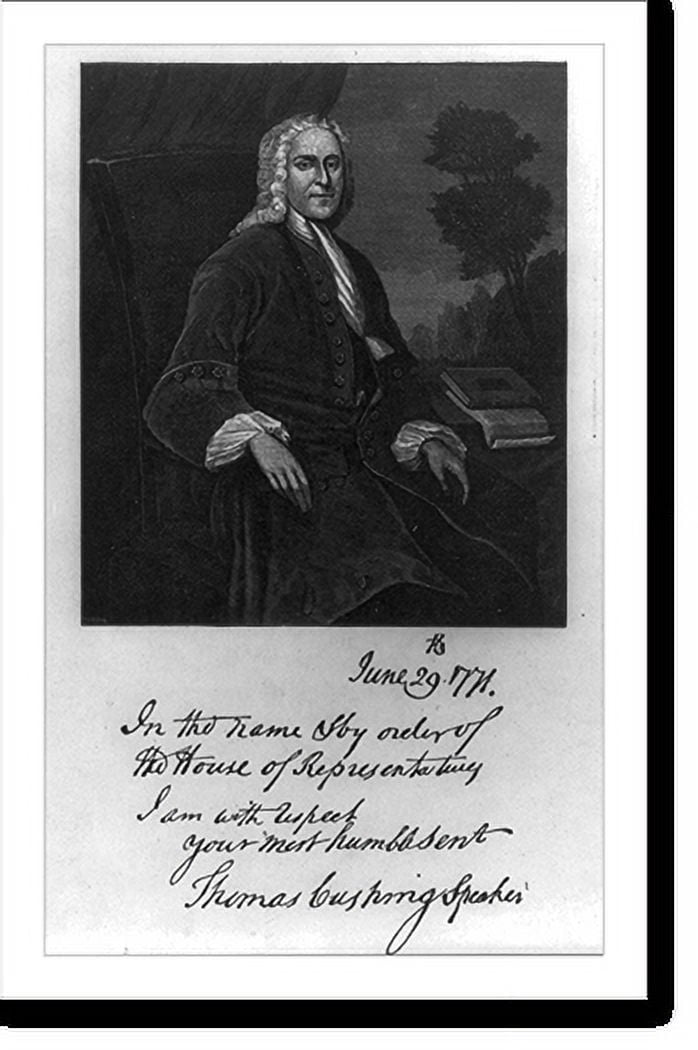 Historic Print, [Thomas Cushing, 1725-1788, three-quarter length ...