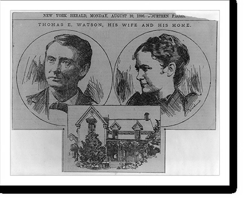 Historic Print, Thomas E. Watson, his wife and his home, 16" x 20 ...