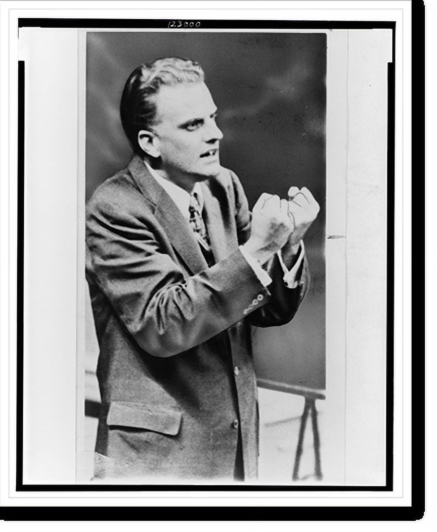 Historic Print, [Three images of Billy Graham gesturing as he whales ...