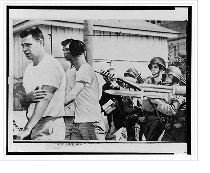 Historic Print, Three men are driven from Central High School area in ...