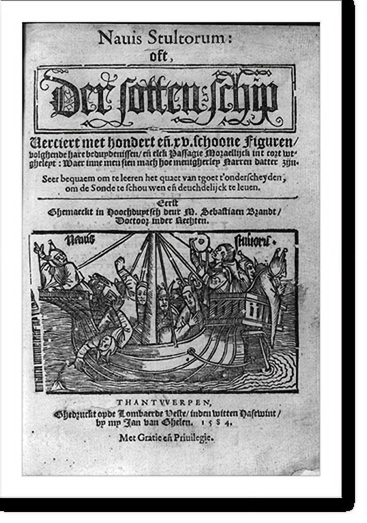 Historic Print, [Title page of Sebastian Brant's Ship of Fools" with ...