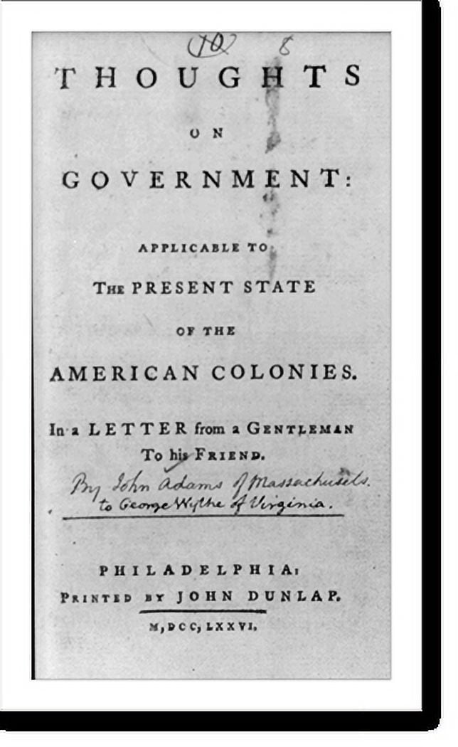 Historic Print, [Title page of Thoughts on Government" by John Adams ...