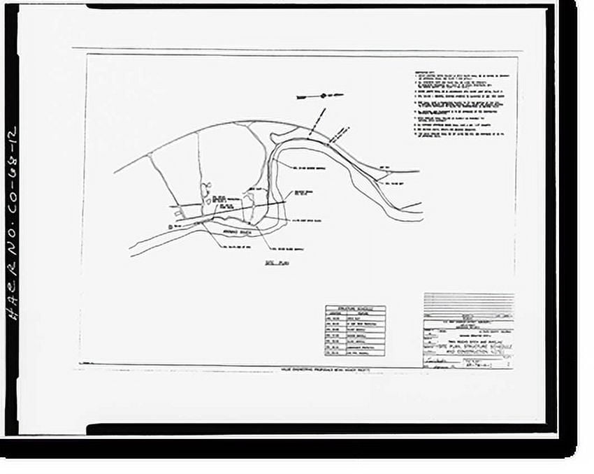 Historic Print, Twin Rock Irrigation Ditch, West bank of Animas River ...