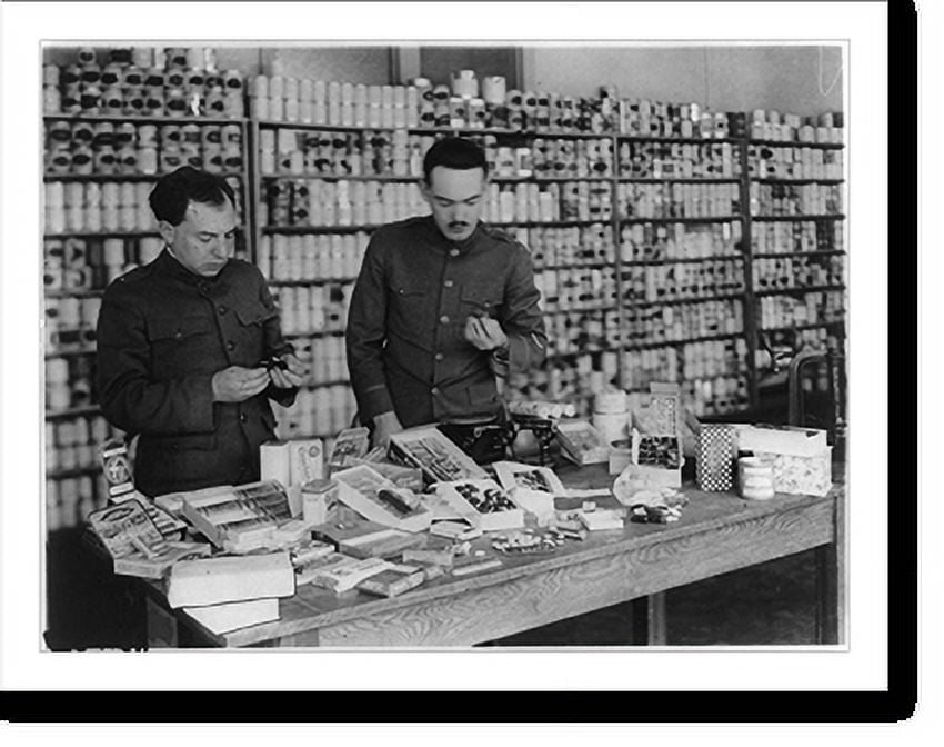 Historic Print, [Two U.S. Army officers inspecting candy in American ...