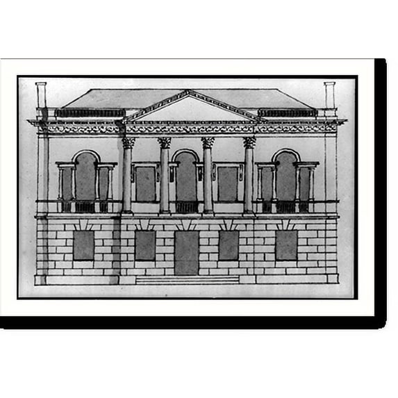 Historic Print, [Two story, five bay building. Elevation], 16" x 20 ...