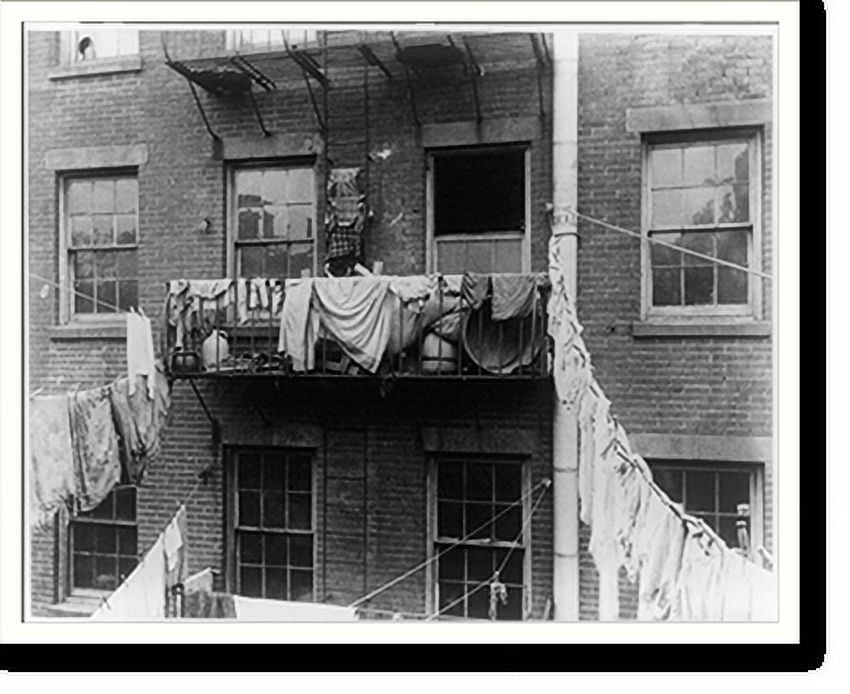 Historic Print, Typical tenement fire escape serving as an extension of ...