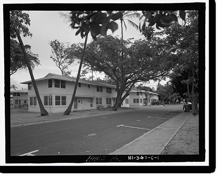Historic Print, U.S. Naval Base, Pearl Harbor, Housing Area 1, Fourplex ...
