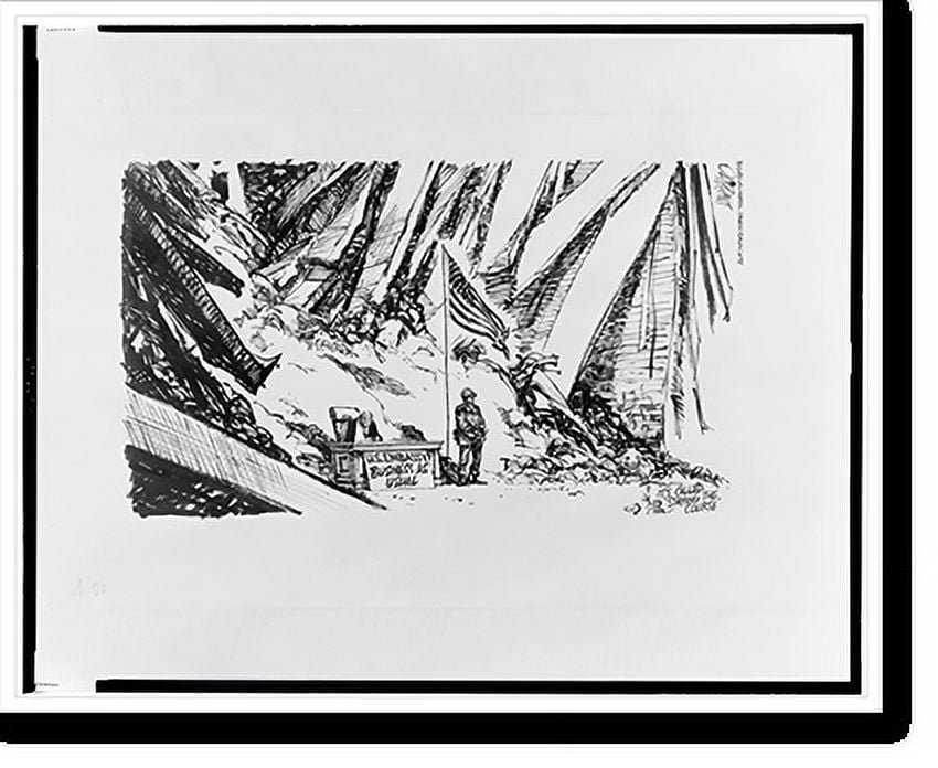 Historic Print, U.S. embassy business as usual.Oliphant., 16" x 20 ...