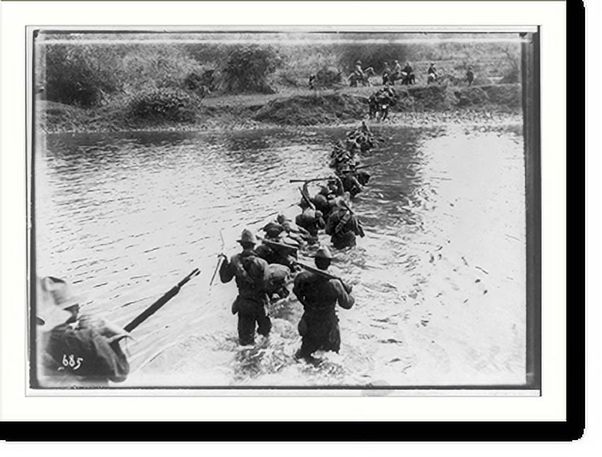 Historic Print, U.S. soldiers fording river during Philippine ...