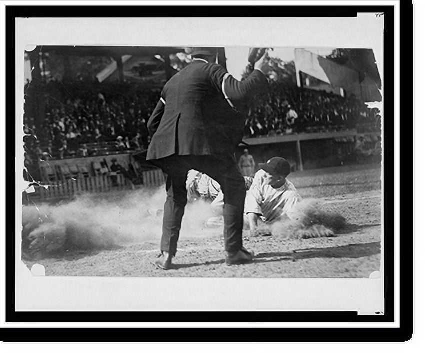 Historic Print, [Umpire ready to make the call as Washington ball ...