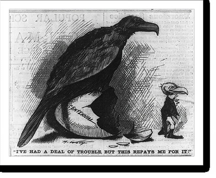 Historic Print, [Uncle Sam, as baby eagle hatched from Centennial" egg ...