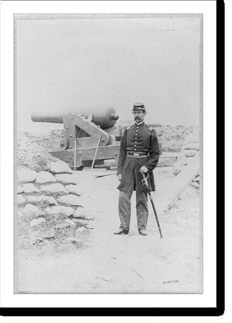 Historic Print, [Union officer standing, full lgth., in front of sand ...