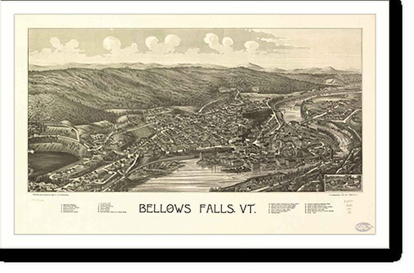 Historic Print, VT Bellows Falls 1886 MAP, 16" x 20" - Walmart.com