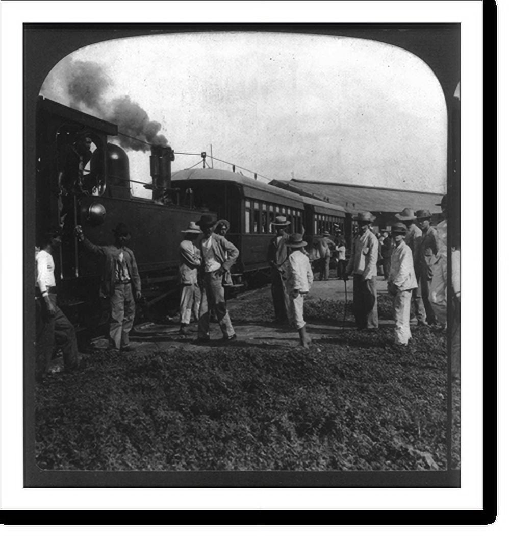 Historic Print, Venezuela: railway train and group of native men and ...