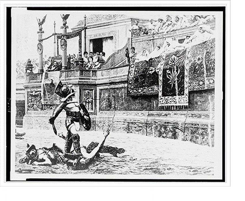 Historic Print, [Victorious gladiator standing on defeated gladiator ...