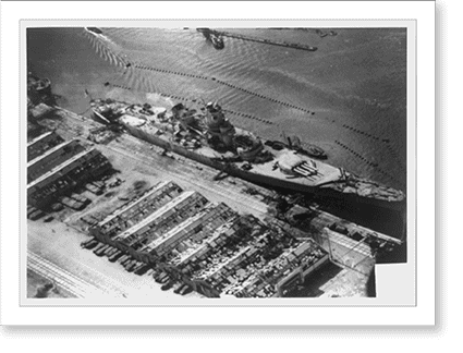 Historic Print, [View of damage to the unfinished French battleship ...