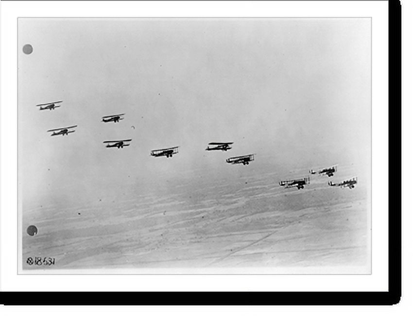 Historic Print, [View from airplane of biplanes flying in formation ...