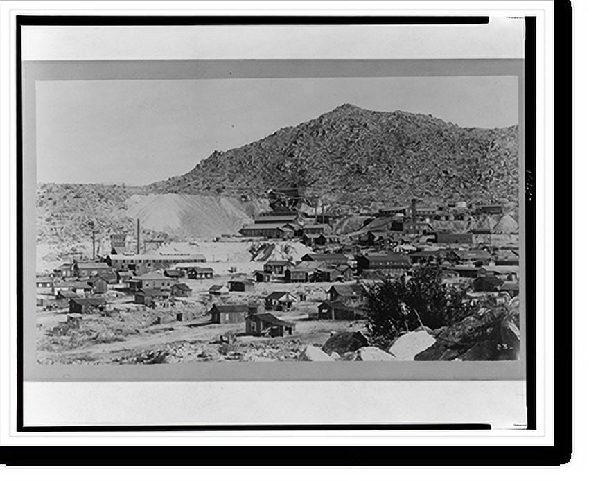 Historic Print, [View from elevated vantage point of a mining community ...