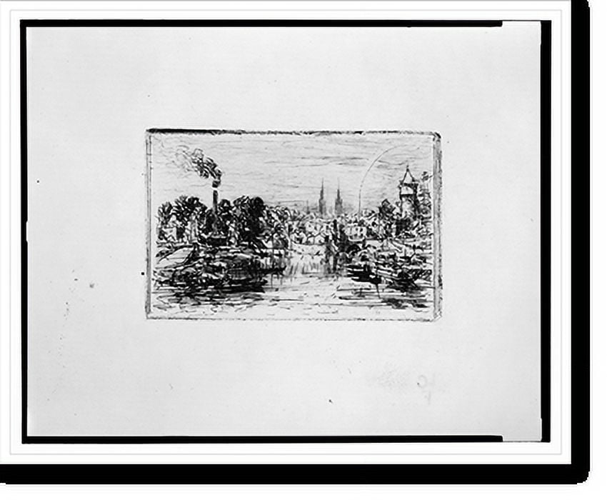 Historic Print, [View of a city on a river], 18" x 24" - Walmart.com