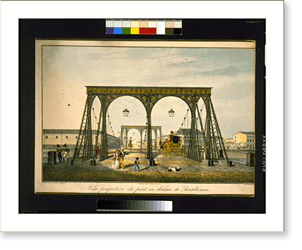 Historic Print, Vue perspective du pont en chaines de Panteleimon ...