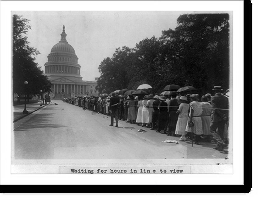 Historic Print, Waiting for hours in line to view the remains of the ...