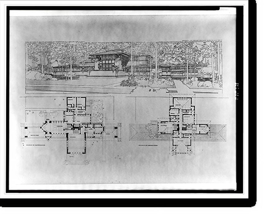 Historic Print, Ward W. Willets grundriss und perspektive villa ...