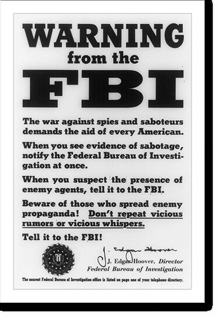 Historic Print, Warning from the FBI, 16" x 20" - Walmart.com