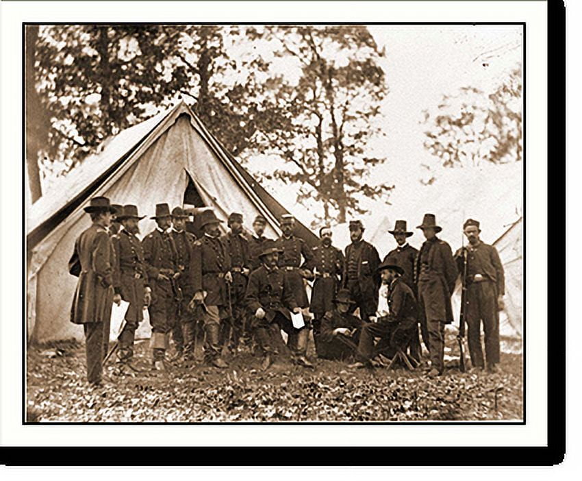 Historic Print, Warrenton Va. Gen. Ambrose E. Burnside and staff ...