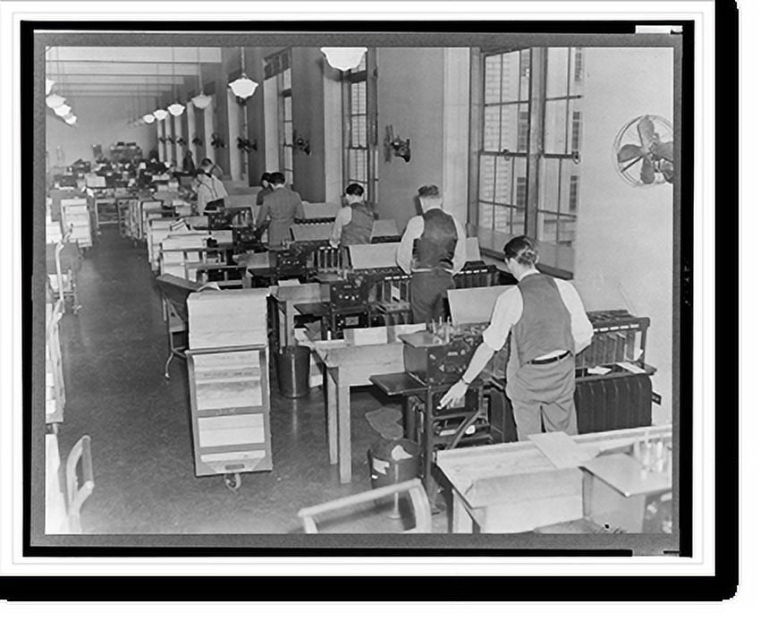 Historic Print, Washington D.C. (1939?). Men at the US Bureau of the ...