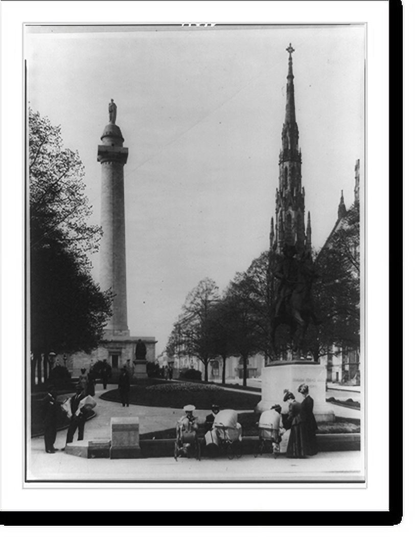 Historic Print, [Washington Monument and equestrian statue of John ...