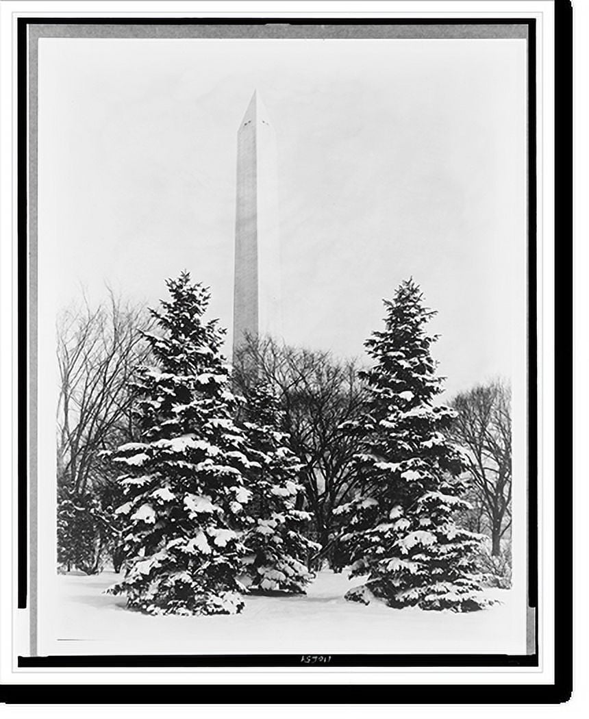 Historic Print, [Washington Monument, with snow-covered trees and ...