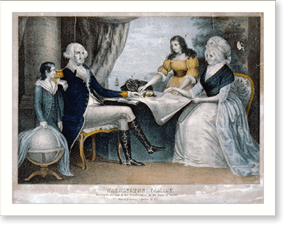 Historic Print, Washington family: Washington his lady & two ...