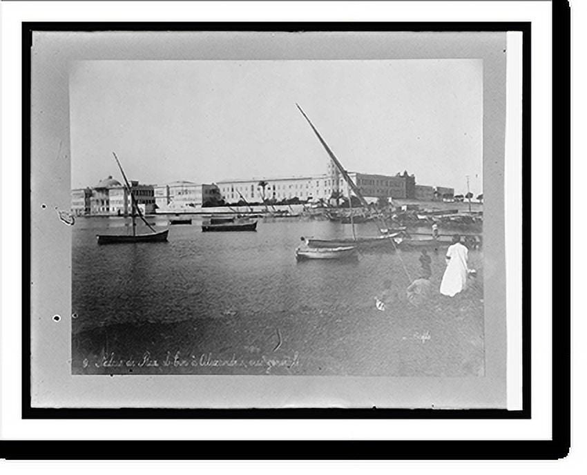 Historic Print, Water front at Alexandria, [Egypt], from Palace Ras el ...