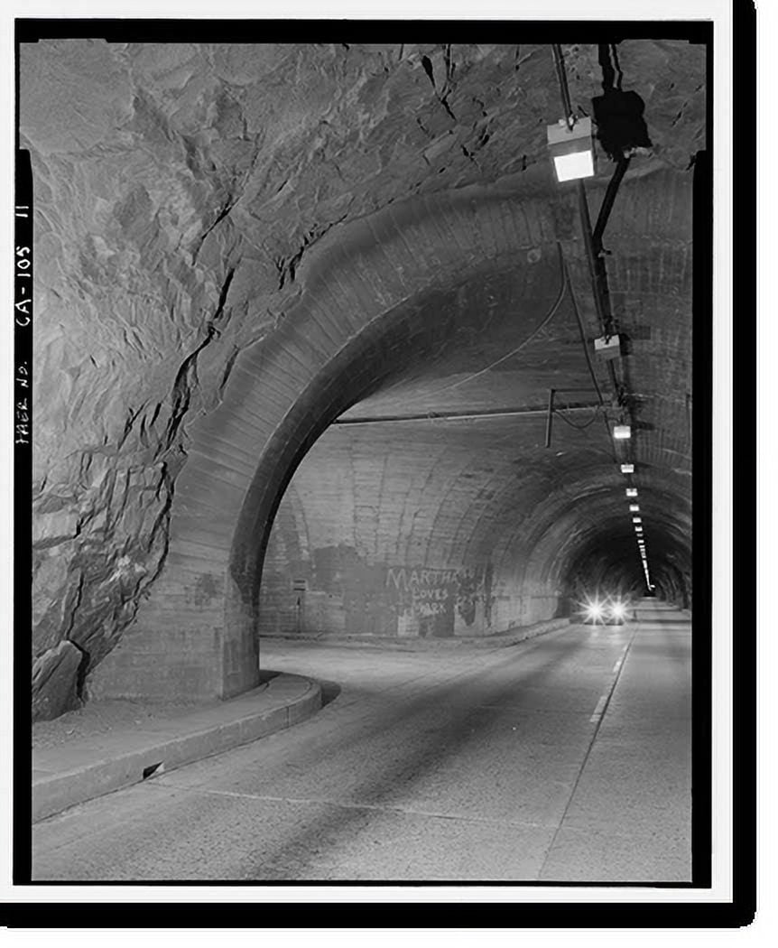 Historic Print, Wawona Tunnel, Wawona Road through Turtleback Dome ...