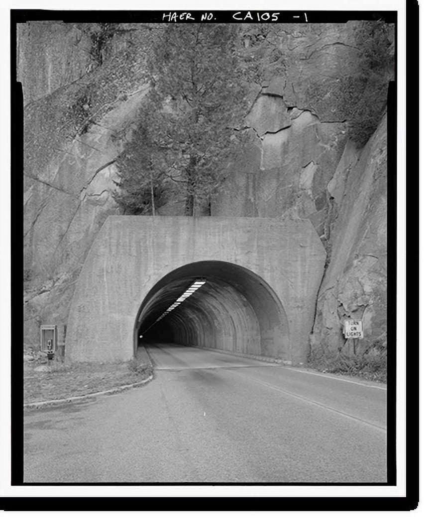 Historic Print, Wawona Tunnel, Wawona Road through Turtleback Dome ...